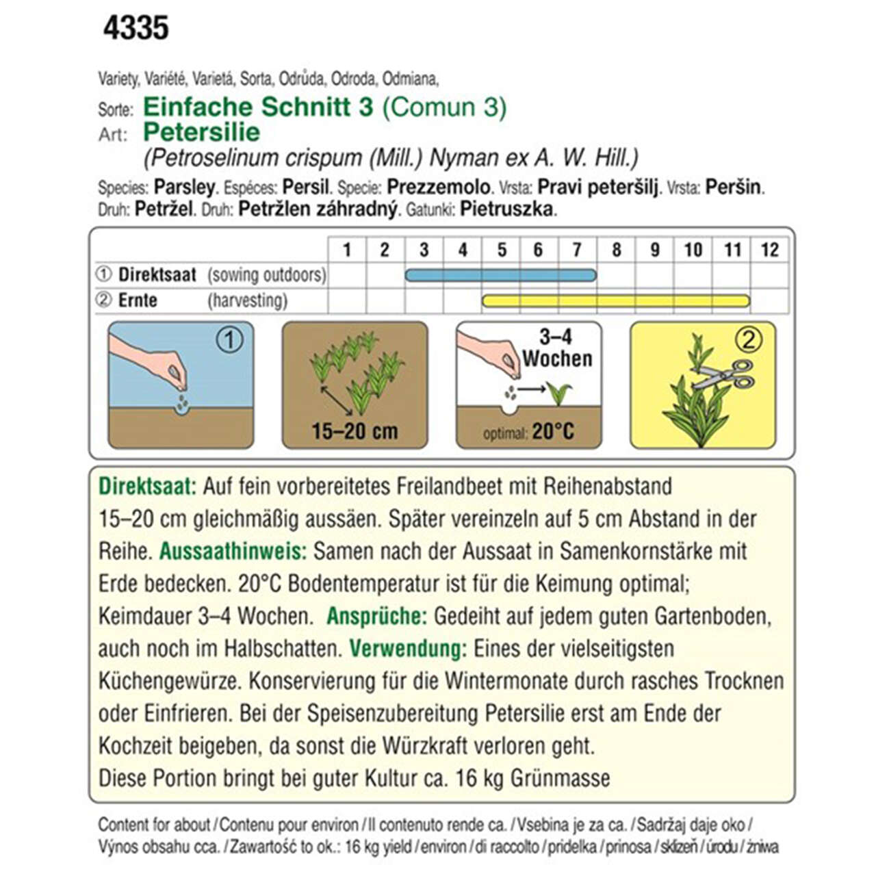 Petersilie "Einfache Schnitt 3" (Comun 3)
